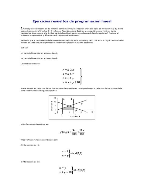 Ejercicios Resueltos De Programación Lineal Los Mejores Pdf