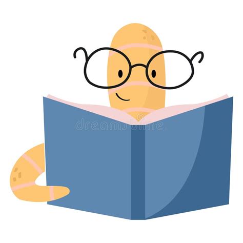 Cute Cartoon Style Bookworm With Doodle Glasses Stock Vector