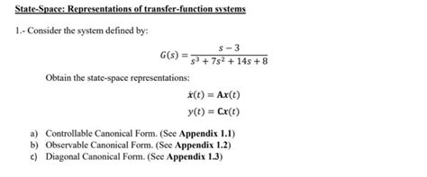 Solved State Space Representations Of Transfer Function