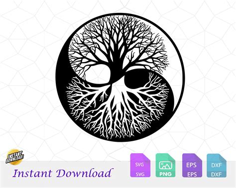Tree Of Life Ying Yang SVG Yin Yang Svg Tree Of Life Svg Tree Cut File Tree Cut Out Tree