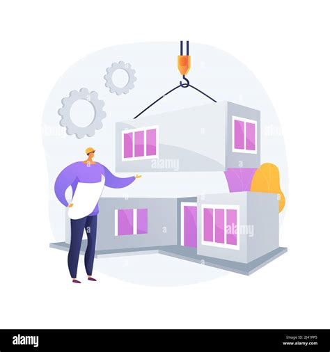 Modular Home Abstract Concept Vector Illustration Modular Building Permanent Foundation