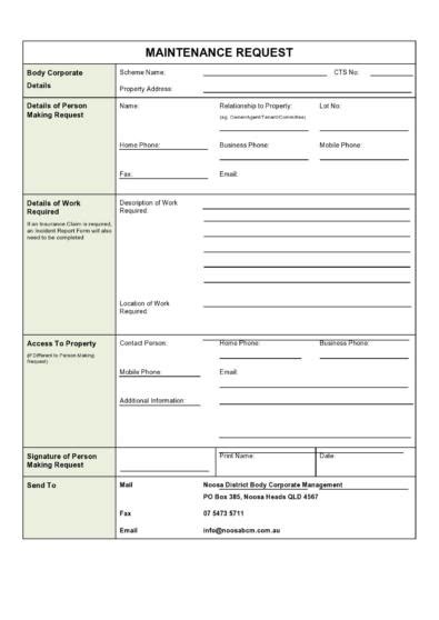 54 Maintenance Request Form Templates Free Templatelab