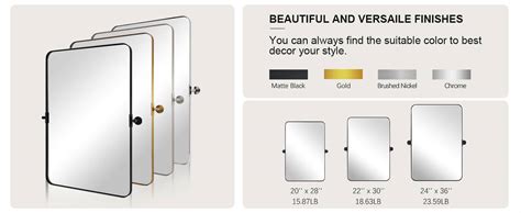 Metal Frame Pivot Rectangle Bathroom Mirror Tilting Rounded Rectangular Vanity Mirror For Wall