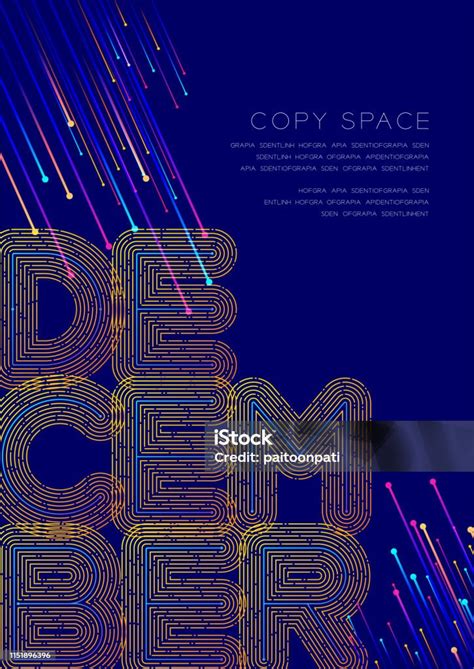 12 월 달 큰 텍스트 점과 대시 선 패턴 레이어 오버레이 포스터 배너 또는 전단지 템플릿 레이아웃 디자인 그림 복사 공간 벡터 Eps10와 파란색 배경에 고립 0명에 대한