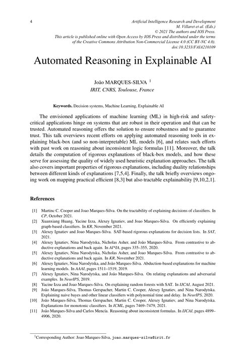 PDF Automated Reasoning In Explainable AI
