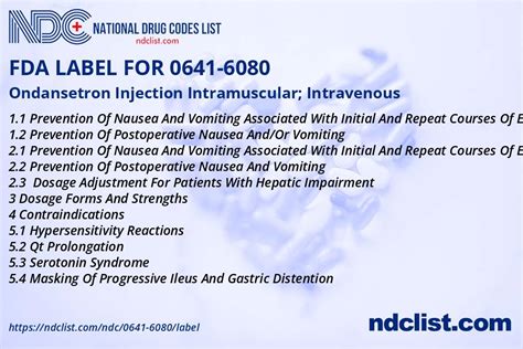 Fda Label For Ondansetron Injection Intramuscular Intravenous Indications Usage And Precautions