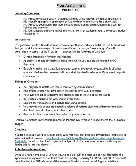 Solved Flyer Assignment Value 5 Learning Outcomes 1