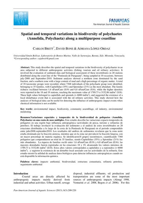 Pdf Spatial And Temporal Variations In Biodiversity Of Polychaetes Annelida Polychaeta