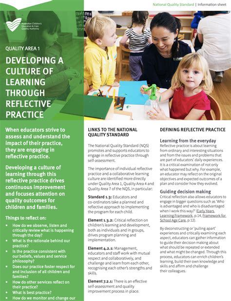 Acecqa Information Sheet Qa1 Developing A Culture Of Learning Through