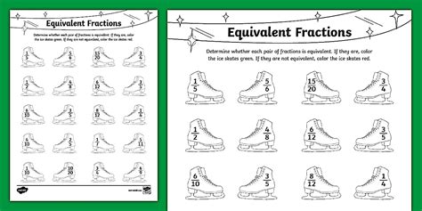 Third Grade Equivalent Fractions Winter Worksheet