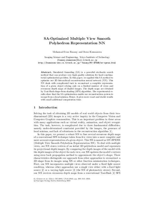 Pdf Sa Optimized Multiple View Smooth Polyhedron Representation Nn