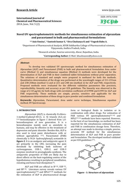 Pdf Novel Uv Spectrophotometric Methods For Simultaneous Estimation