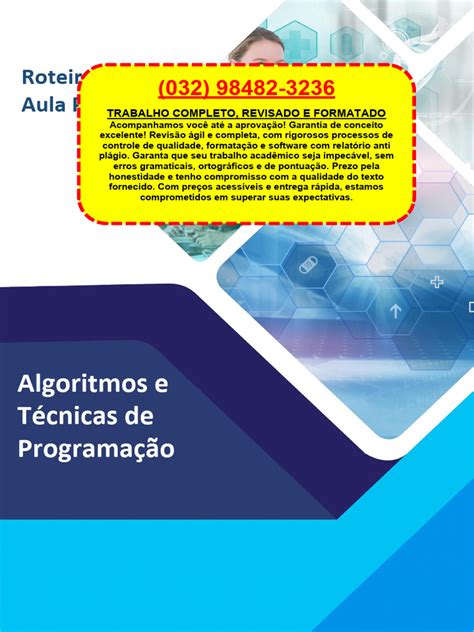Resolução 032 98482 3236 Roteiro De Aula Prática Algoritmos E Técnicas De Programação