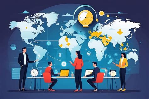 Show A Person Collaborating With A Global Team Across Different Time Zones Premium Ai