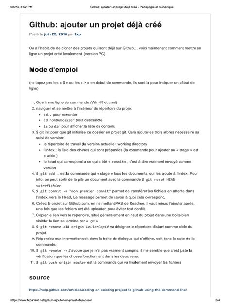 Github Ajouter Un Projet Déjà Créé Pdf