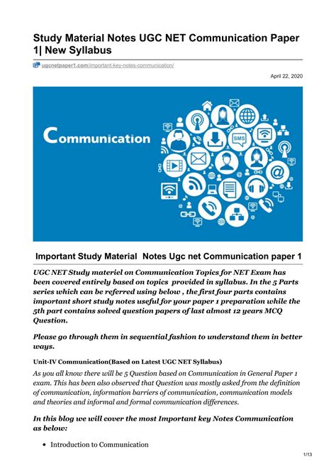 SOLUTION Ugc Net Communication Paper New Syllabus Part Studypool