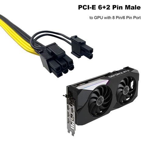 Enlabs Pcie6p28pmm50cm 164ft 18awg Pcie 6pin To 8pin62 Male To Male Pci E Power Cable For