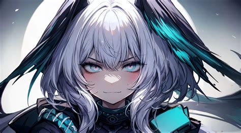 긴 머리와 푸른 눈을 가진 애니메이션 소녀가 보름달 앞에 서 있습니다 Seaart Ai