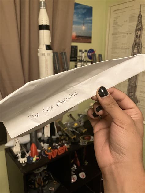 Paper Airplane Labeled The Sex Machine I Found In A Puddle Around My