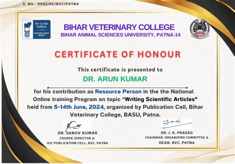 Dr Arun Kumar On Linkedin Received Certificate As Resource Person