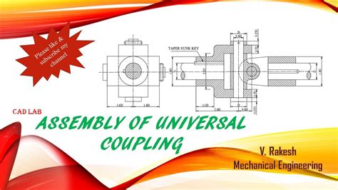 How To Draw Assembly Of Universal Coupling In Autocadpart 13 Youtube
