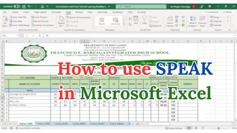 How To Use Speak In Microsoft Excel Youtube