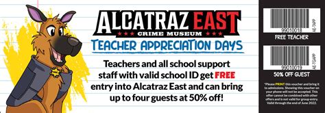 Teacher Appreciation Days Voucher 2022 Alcatraz East