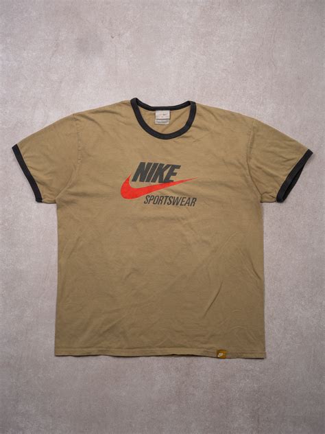 Vintage Y2k Nike Olive Black Nike Sports Ringer Tee L Rebalance