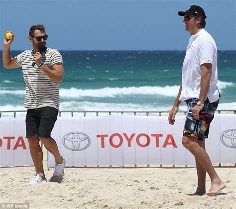 Dan Macpherson Spotted Playing Beach Cricket With Glenn Mcgrath And
