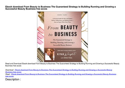 Ebook Download From Beauty To Business The Guaranteed Strategy To