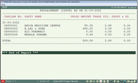 How To View Replacement Issue Challan Report In Marg Software