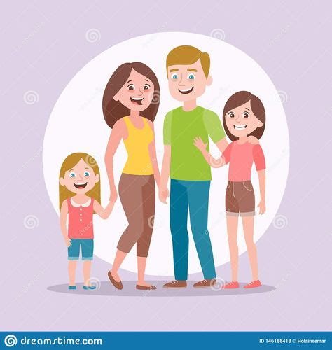 Familia Papa Mama 2 Hijas Dibujo