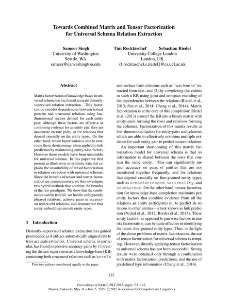 Pdf Towards Combined Matrix And Tensor Factorization For Universal
