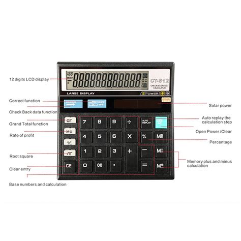 Scientific Calculator Large Screen Desktop 12 Digi Grandado