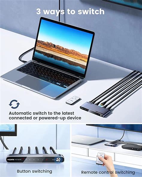 Hdmi Switch Automatic Switching Hdmi Switcher 4k 60hz Arc 4 In 1 Out Switcher Selector