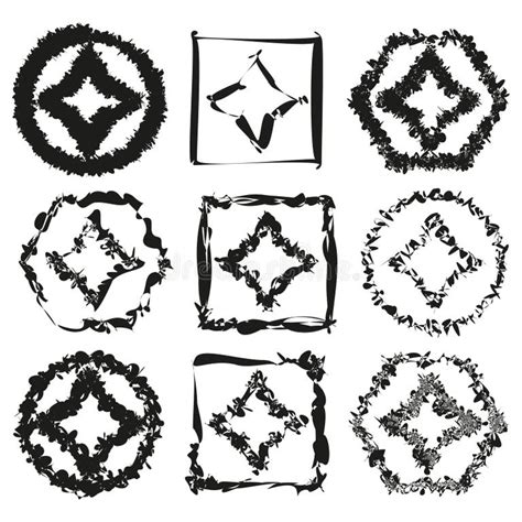 Abstract Shapes Vector Grunge Square Elements Distorted Outline Forms