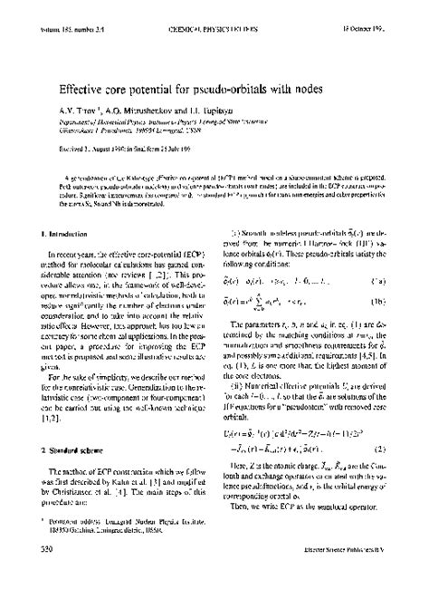 Pdf Effective Core Potential For Pseudo Orbitals With Nodes