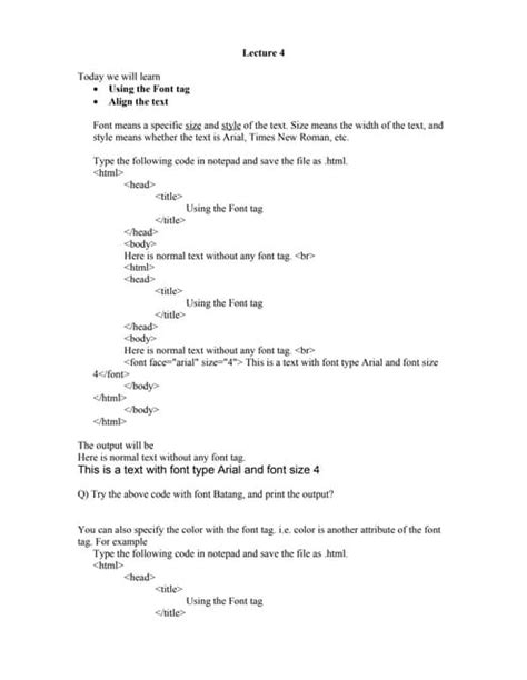 Html Basics 3 Font Align Pdf