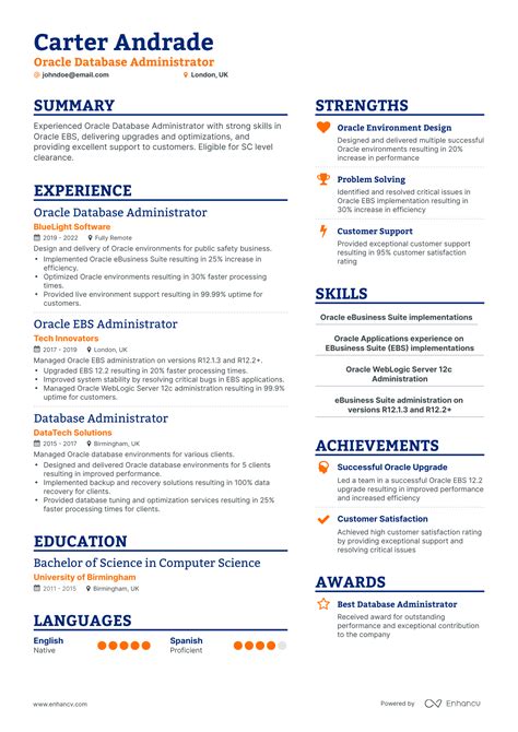 5 Oracle Database Administrator Resume Examples And Guide For 2023