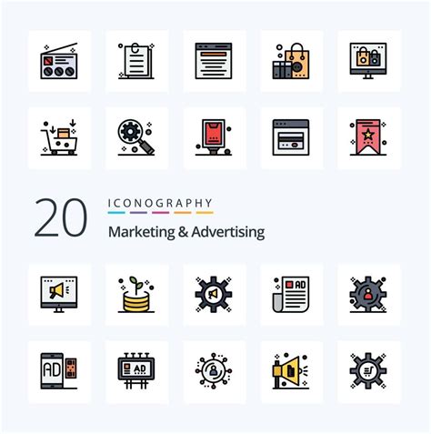 20 Marketing And Advertising Line Filled Color Icon Pack Like Content Storage Tips Announcement