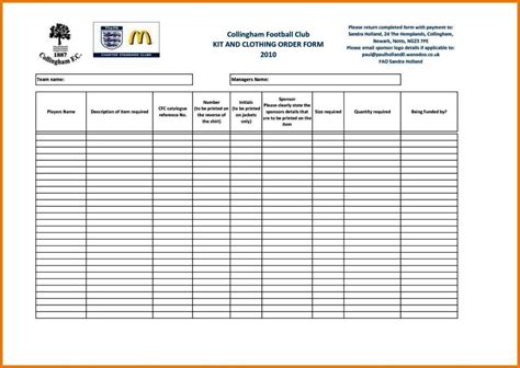 Clothing Order Form Template Sampletemplatess Sampletemplatess