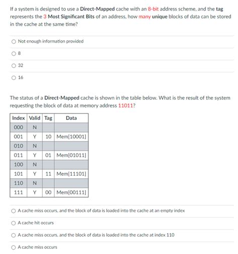 Solved If A System Is Designed To Use A Direct Mapped Cache Chegg