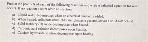 Solved Predict The Products Of Each Of The Following Chegg