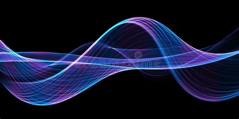 Abstract Wave Curve Lines Pattern Dynamic Colorful Light Flowing Isolated On Black Background