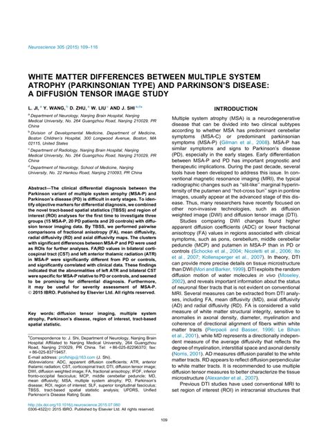 Pdf White Matter Differences Between Multiple System Atrophy Parkinsonian Type And Parkinson