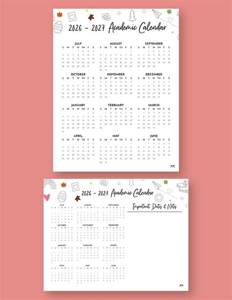 2026 2027 Academic Calendars 24 Free Pages Printabulls