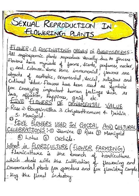 SOLUTION Ncert Class Biology Notes Ch Sexual Reproduction In Flowering Plants Studypool