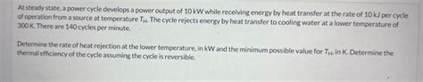 Solved At Steady State A Power Cycle Develops A Power