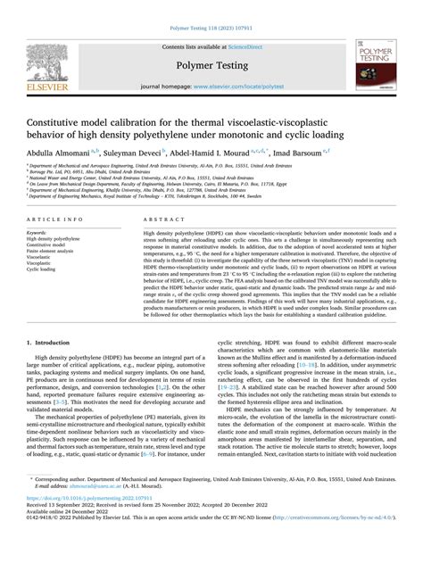 Pdf Constitutive Model Calibration For The Thermal Viscoelastic Viscoplastic Behavior Of High