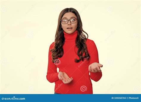 Teen Girl Look In Eyewear Talking And Gesturing Teen Girl Look Smart